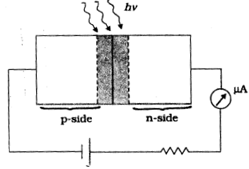 Draw the circuit diagram of an illuminated photodiode in reverse bias ...